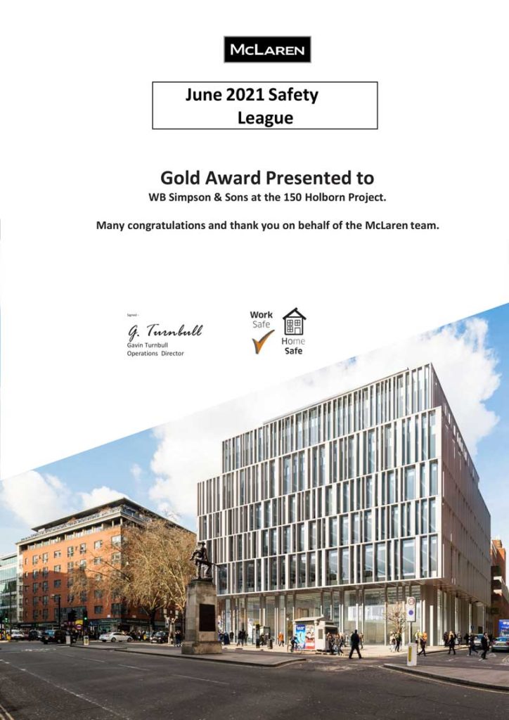 WB Simpsons & Sons Awarded Safety Contractor of the Month